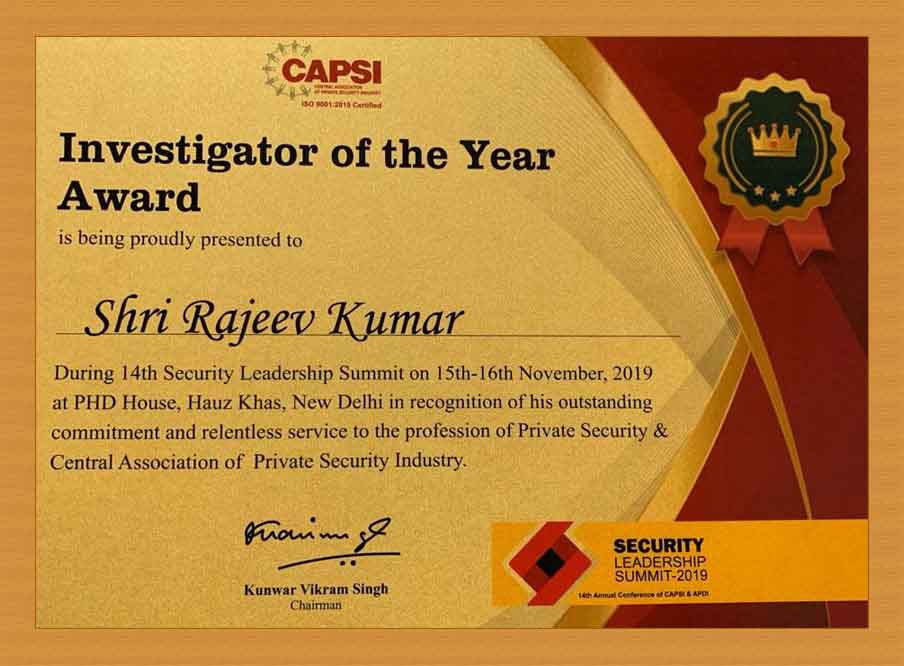 Awards and Recognitions | City Intelligence Detective Agency, Delhi